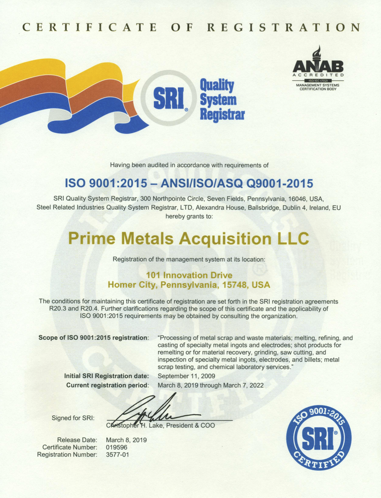 Quality - Prime Metals & Alloys