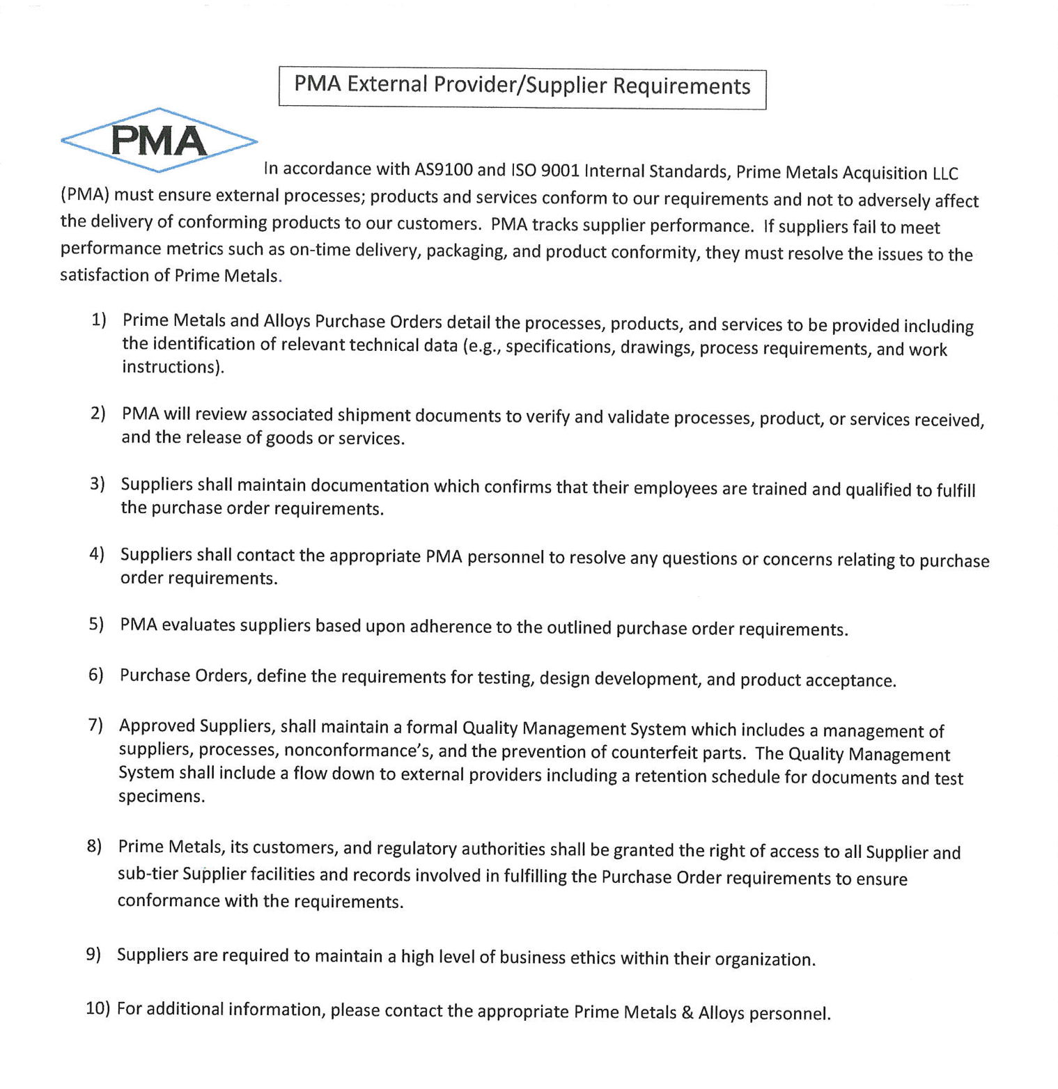 Quality - Prime Metals & Alloys